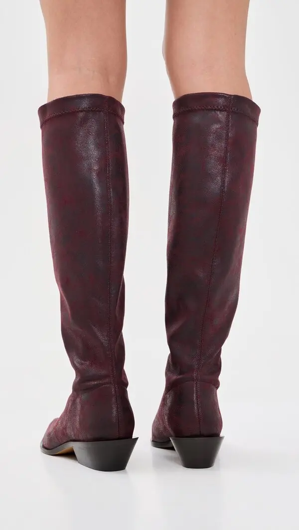 Tibi Bronson Faux Leather Boots - Wine