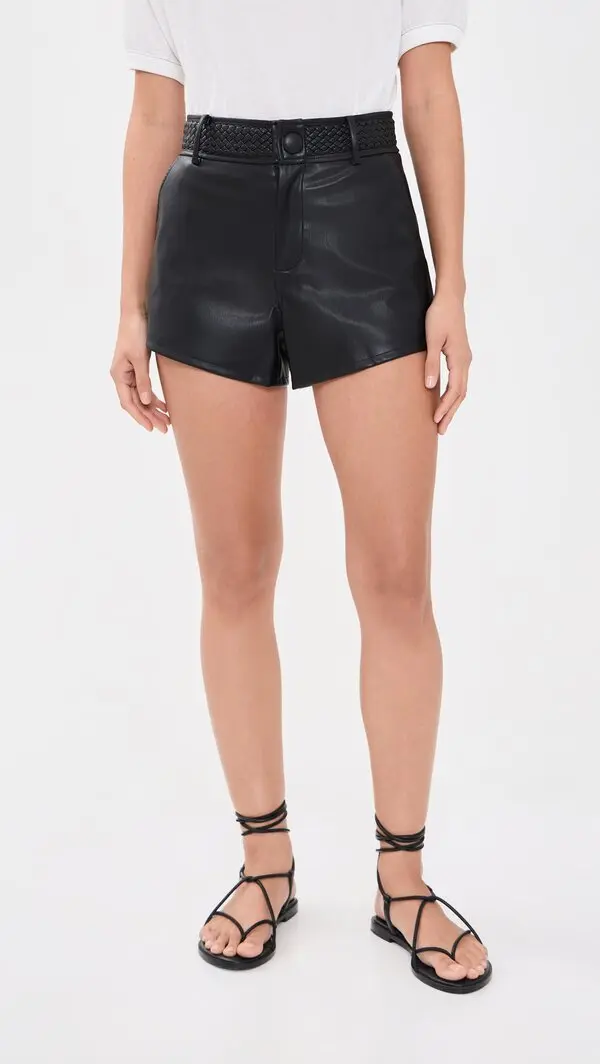 L'Agence Virelle Braided Faux Leather Shorts