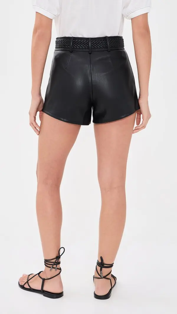 L'Agence Virelle Braided Faux Leather Shorts