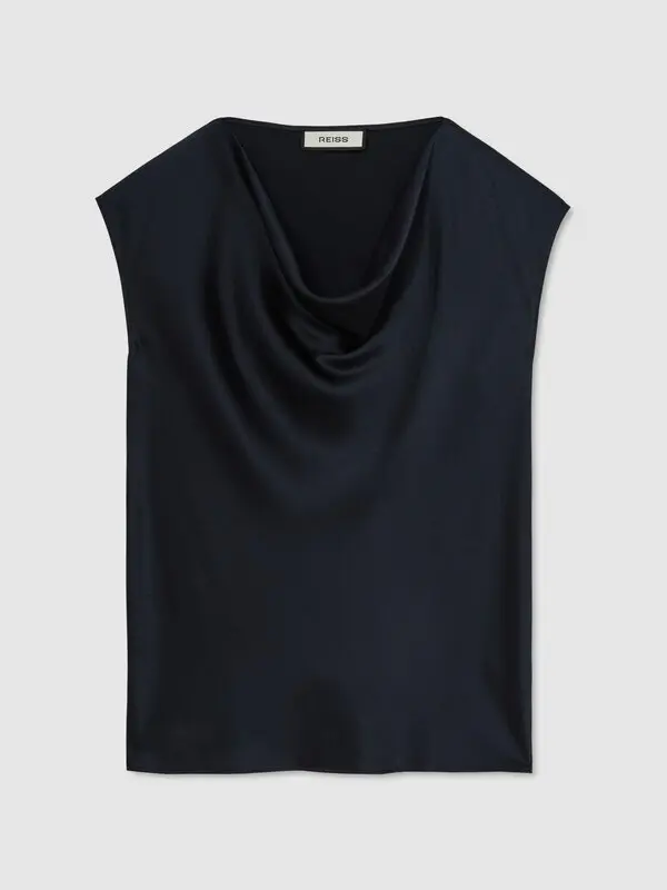 REISS Cate Silk Cowl-neck Sleeveless Top