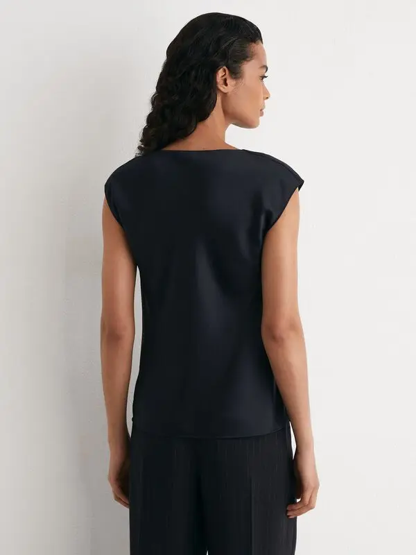 REISS Cate Silk Cowl-neck Sleeveless Top
