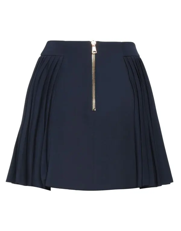 Balmain Midnight Virgin Wool Pleated Mini Skirt