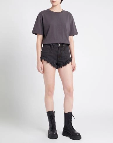 MARANT ETOILE High Waisted Cotton Denim Hotpants With Fringe Detail