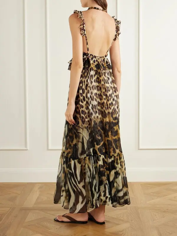 Camilla Leotigra Land" Crystal-embellished Animal-print Silk Maxi Dress - Multi