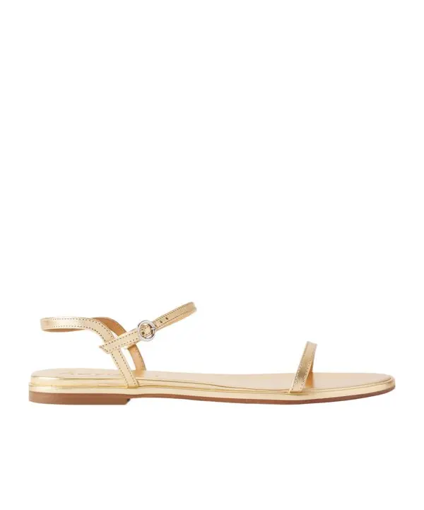 AeydĒ Gold Thin Strap Flat Sandals - Nude