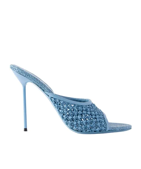 Paris Texas Square Toe Woven High Heel Sandals - Blue