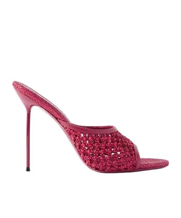 Paris Texas Square Toe Stiletto Heel Mule Sandals - Red