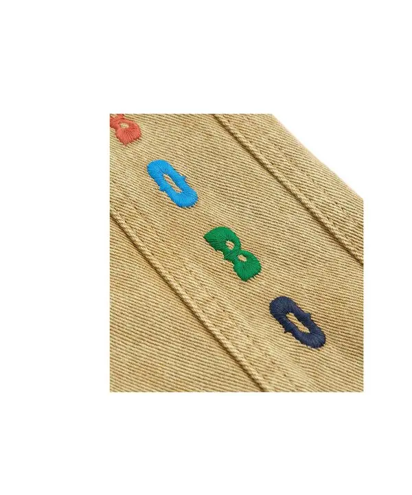 BOBO CHOSES Twill Pants With Embroidered Logo Detail - Khaki