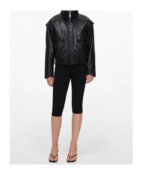 SELF-PORTRAIT Faux Leather Bomber Jacket