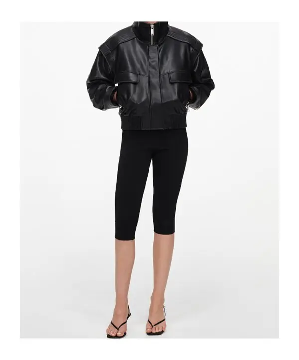 SELF-PORTRAIT Faux Leather Bomber Jacket