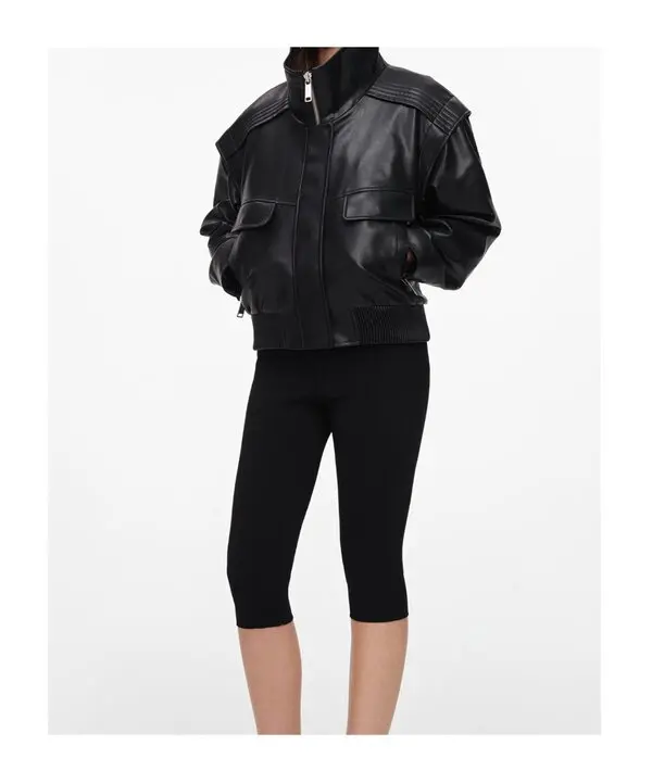 SELF-PORTRAIT Faux Leather Bomber Jacket