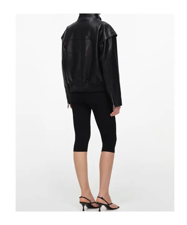 SELF-PORTRAIT Faux Leather Bomber Jacket