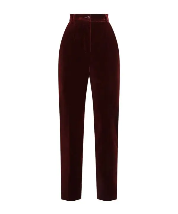 Dolce & Gabbana Tailored Velvet Trousers With Belt Loops - Brown