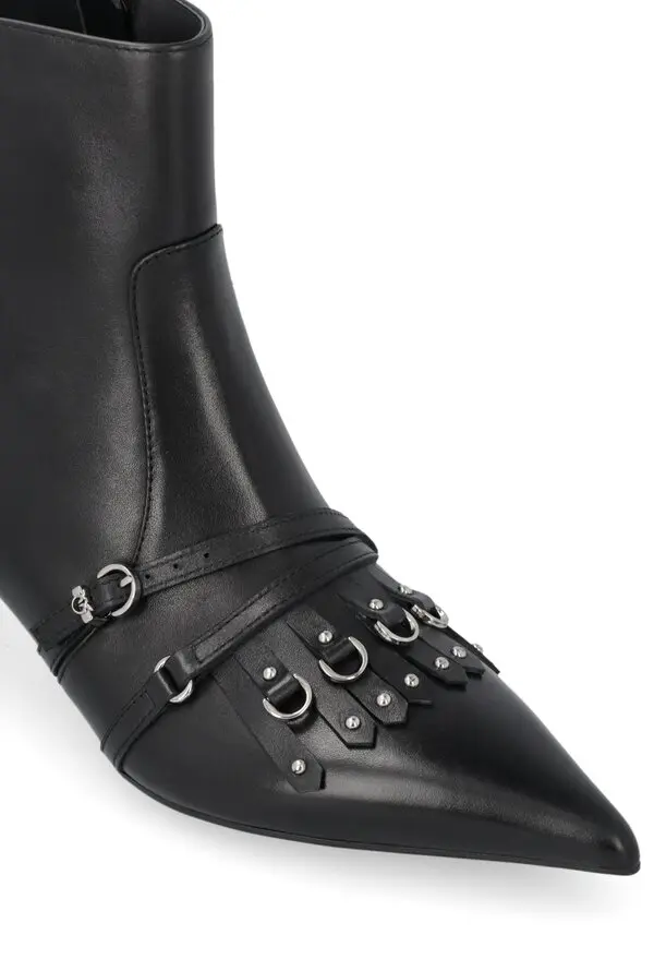 Pinko Buckled Pointed-toe Ankle Boots