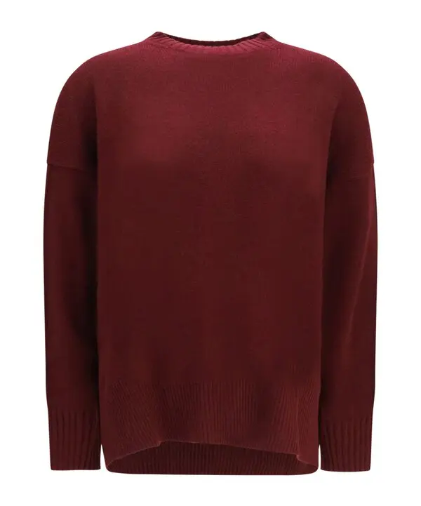 ALLUDE Ribbed-hem Crewneck Sweater - Red