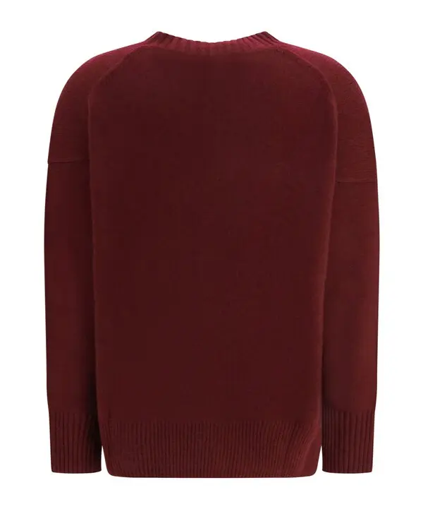 ALLUDE Ribbed-hem Crewneck Sweater - Red