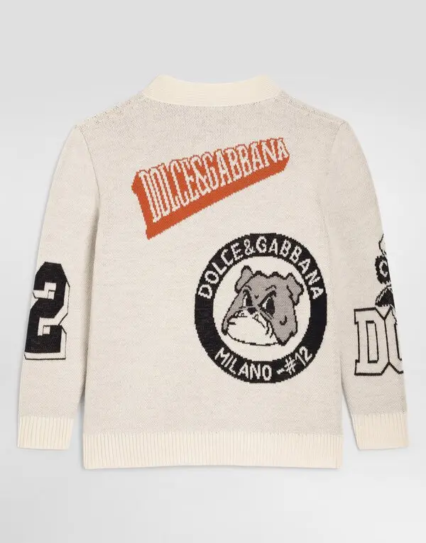 Dolce & Gabbana Jacquard Piqué Cardigan With Graphic Appliques