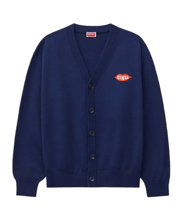 Kenzo Loves" Embroidered V-neck Cardigan In Wool Cotton