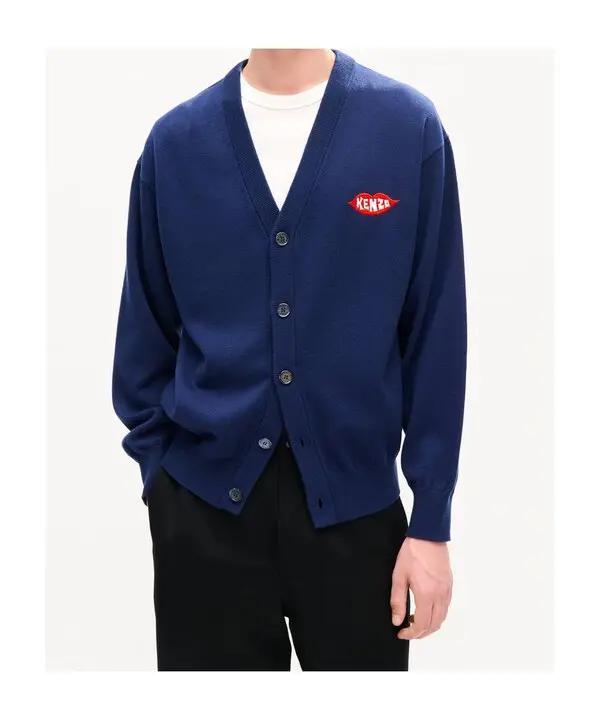 Kenzo Loves" Embroidered V-neck Cardigan In Wool Cotton