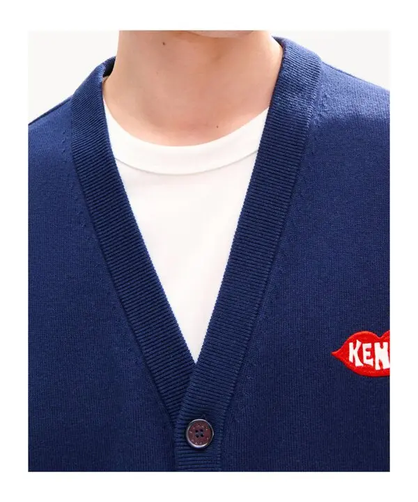 Kenzo Loves" Embroidered V-neck Cardigan In Wool Cotton
