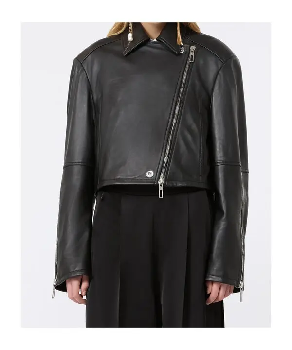 Sportmax Long-sleeved Leather Jacket