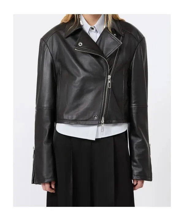 Sportmax Long-sleeved Leather Jacket