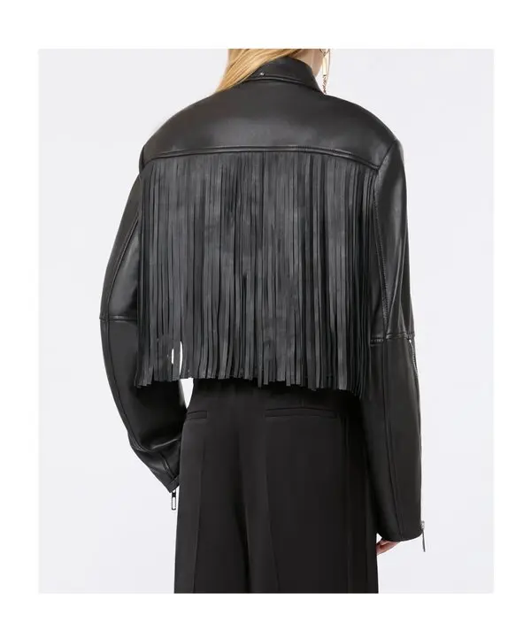 Sportmax Long-sleeved Leather Jacket