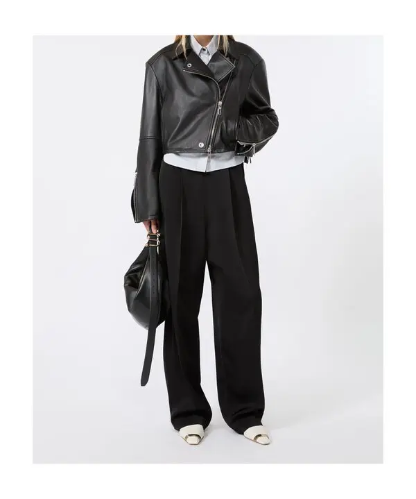 Sportmax Long-sleeved Leather Jacket