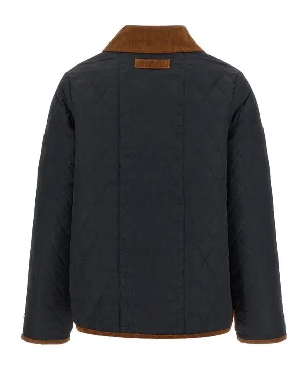 Barbour Quilted Jacket With Corduroy Collar And Logo Embroidery
