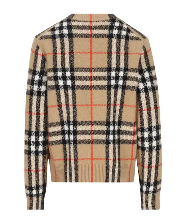 Burberry Checked Crewneck Buttoned Cardigan