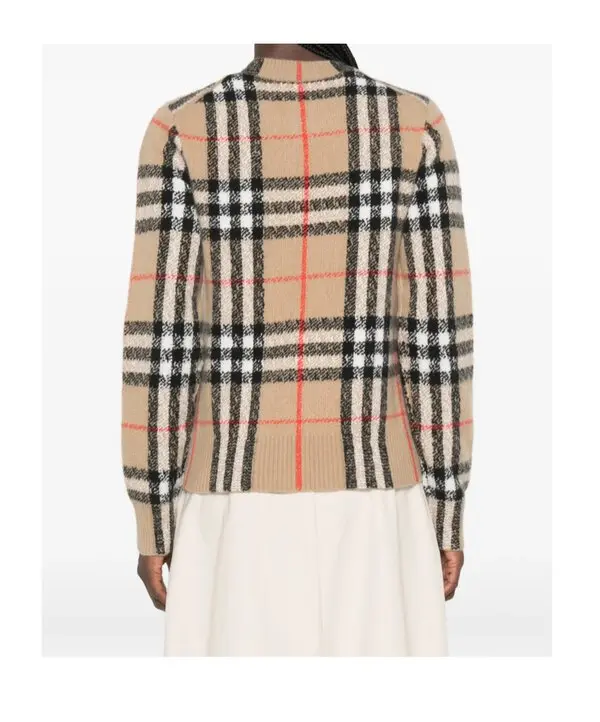 Burberry Checked Crewneck Buttoned Cardigan