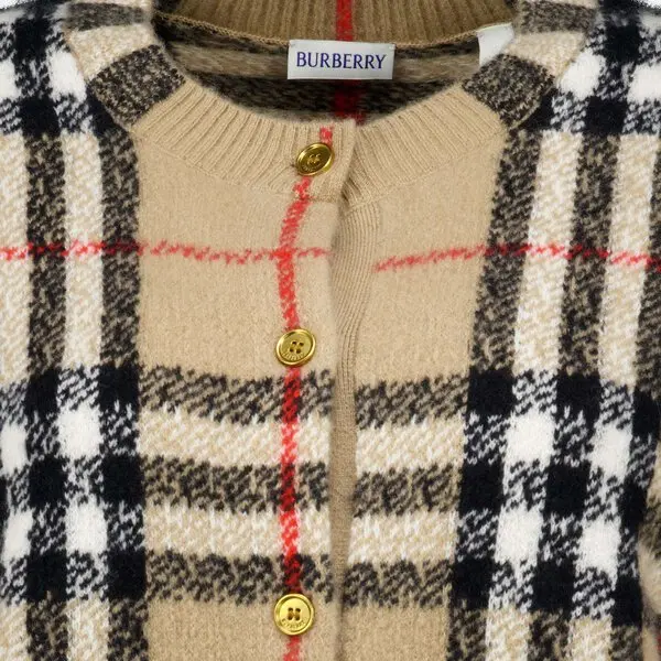 Burberry Checked Crewneck Buttoned Cardigan