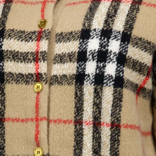 Burberry Checked Crewneck Buttoned Cardigan