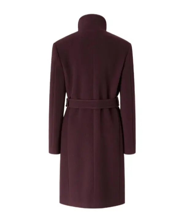 Pinko High Neck Belted Coat - Bordeaux