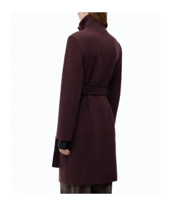 Pinko High Neck Belted Coat - Bordeaux