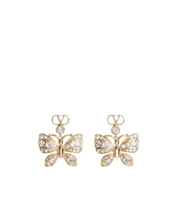 Valentino Garavani Flutterby Earrings In Metal And Swarovski Crystals - Yellow