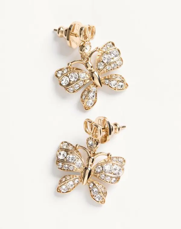 Valentino Garavani Flutterby Earrings In Metal And Swarovski Crystals