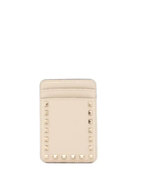Valentino Garavani Rockstud Magnetic Card Holder - Light Ivory