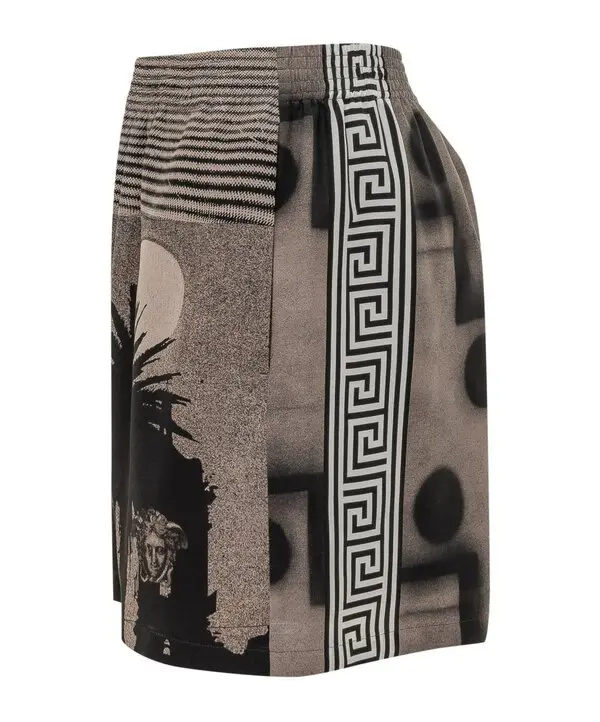 Versace Palm Print Elastic Waist Shorts