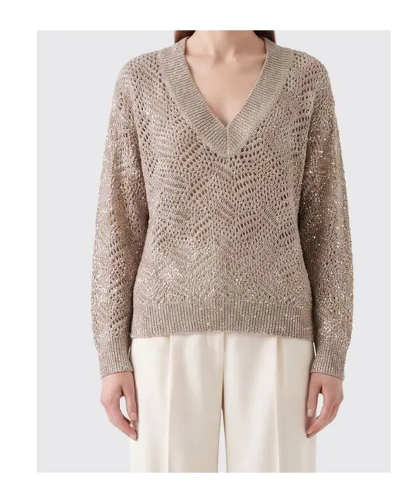 Brunello Cucinelli V-neck Sequined Sweater