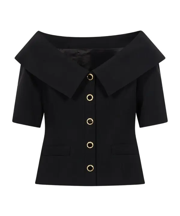 Alessandra Rich Crepe Off-shoulder Jacket