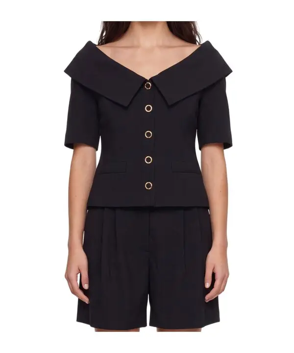 Alessandra Rich Crepe Off-shoulder Jacket