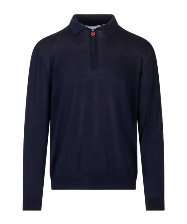 Kiton Long-sleeved Sweater With Half-zip Closure - Blu Navy