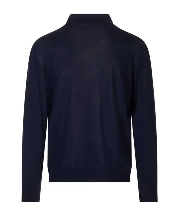 Kiton Long-sleeved Sweater With Half-zip Closure - Blu Navy