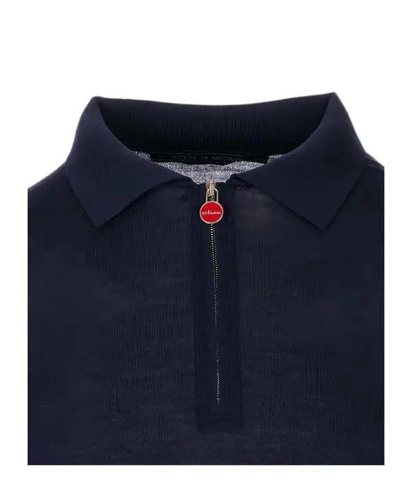 Kiton Long-sleeved Sweater With Half-zip Closure - Blu Navy