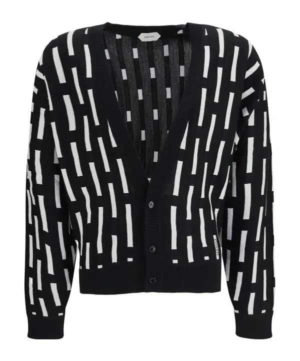 Versace Long-sleeved Knitted Cardigan - Black