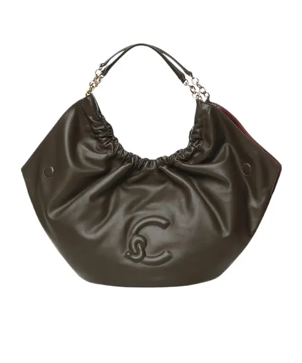 COCCINELLE Ruched Hobo Shoulder Bag - Dark Brown
