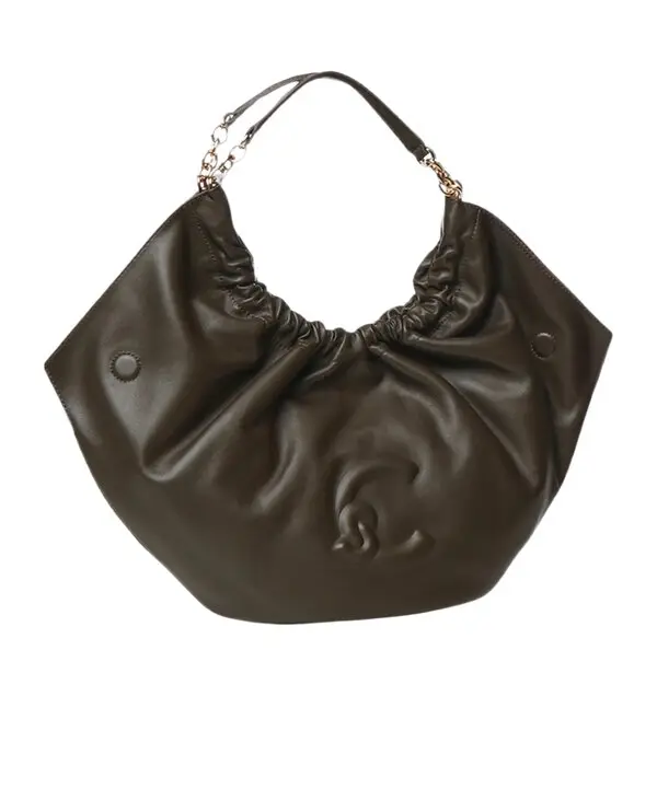 COCCINELLE Ruched Hobo Shoulder Bag - Dark Brown