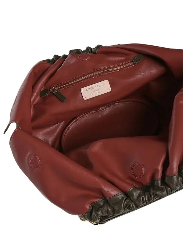 COCCINELLE Ruched Hobo Shoulder Bag - Dark Brown