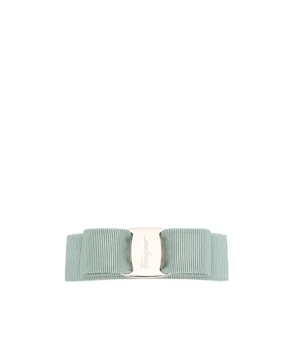 FERRAGAMO Logo Bow Barrette - Green